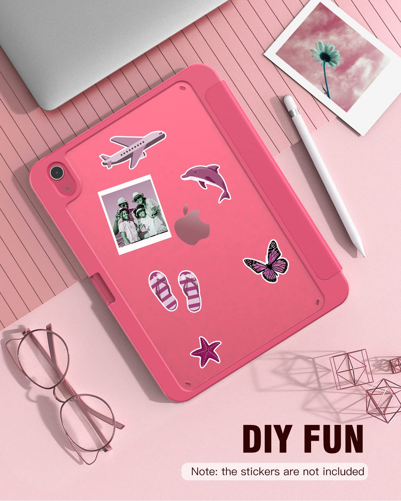 TiMOVO Case for iPad 10th Generation with Pencil Holder iPad 10.9 Inch Case 2022, iPad Case 10th Generation Hybrid Slim Tri-fold Stand Protective Cover with Clear Back for iPad 10, Watermelon Pink