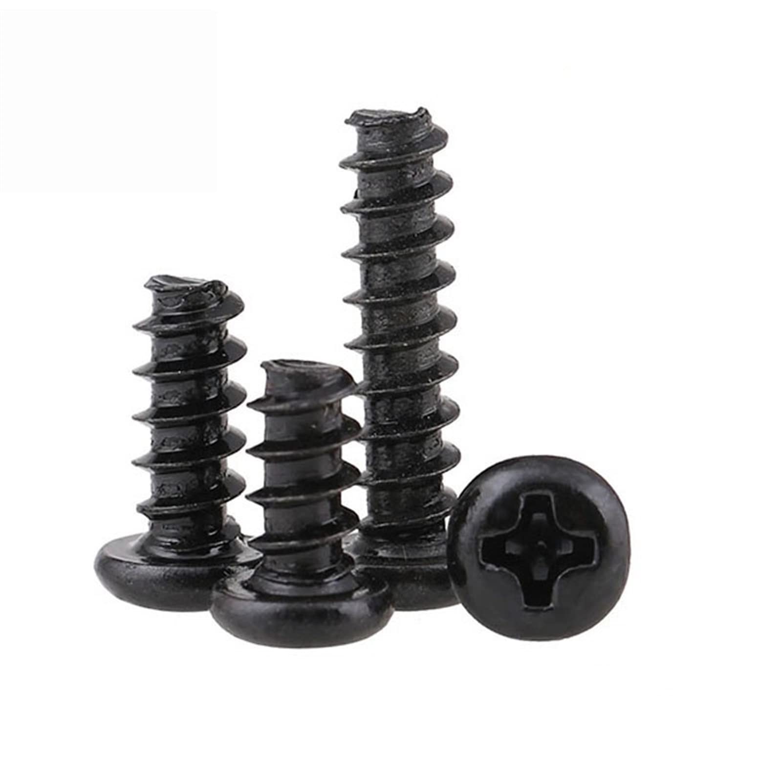 RORUN Wood Screws Black Electronic Miniature Screw with disc Head self-Tapping Telephone Computer Screw