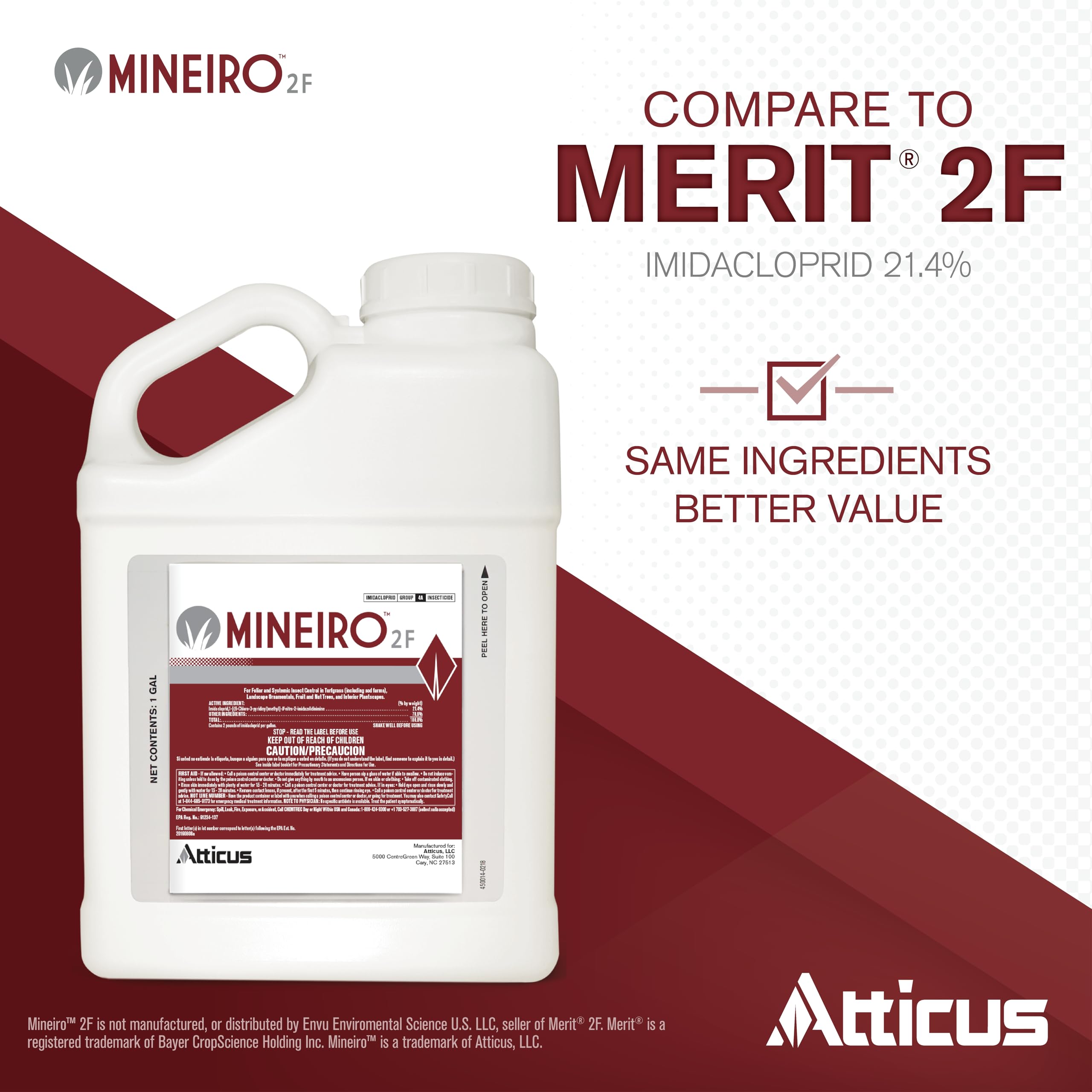 Mineiro 2F Imidacloprid Systemic Insecticide (1 Gal) by Atticus (Equivalent to The Leading Brand) β Grub and Insect Control in Lawns and Landscapes