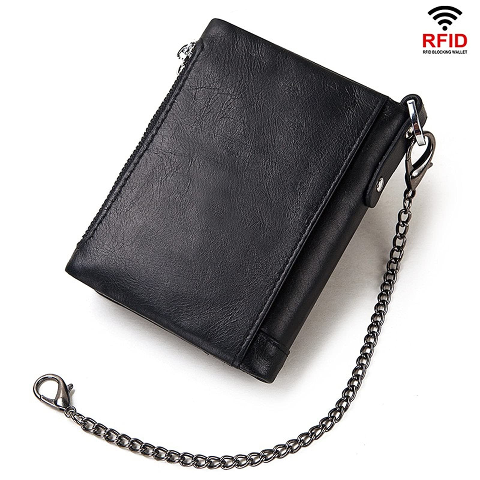 LAOHEIMA Mens Wallet RFID Genuine Leather Bifold Wallets For Men, ID Window 13 Card Holders Gift Bo