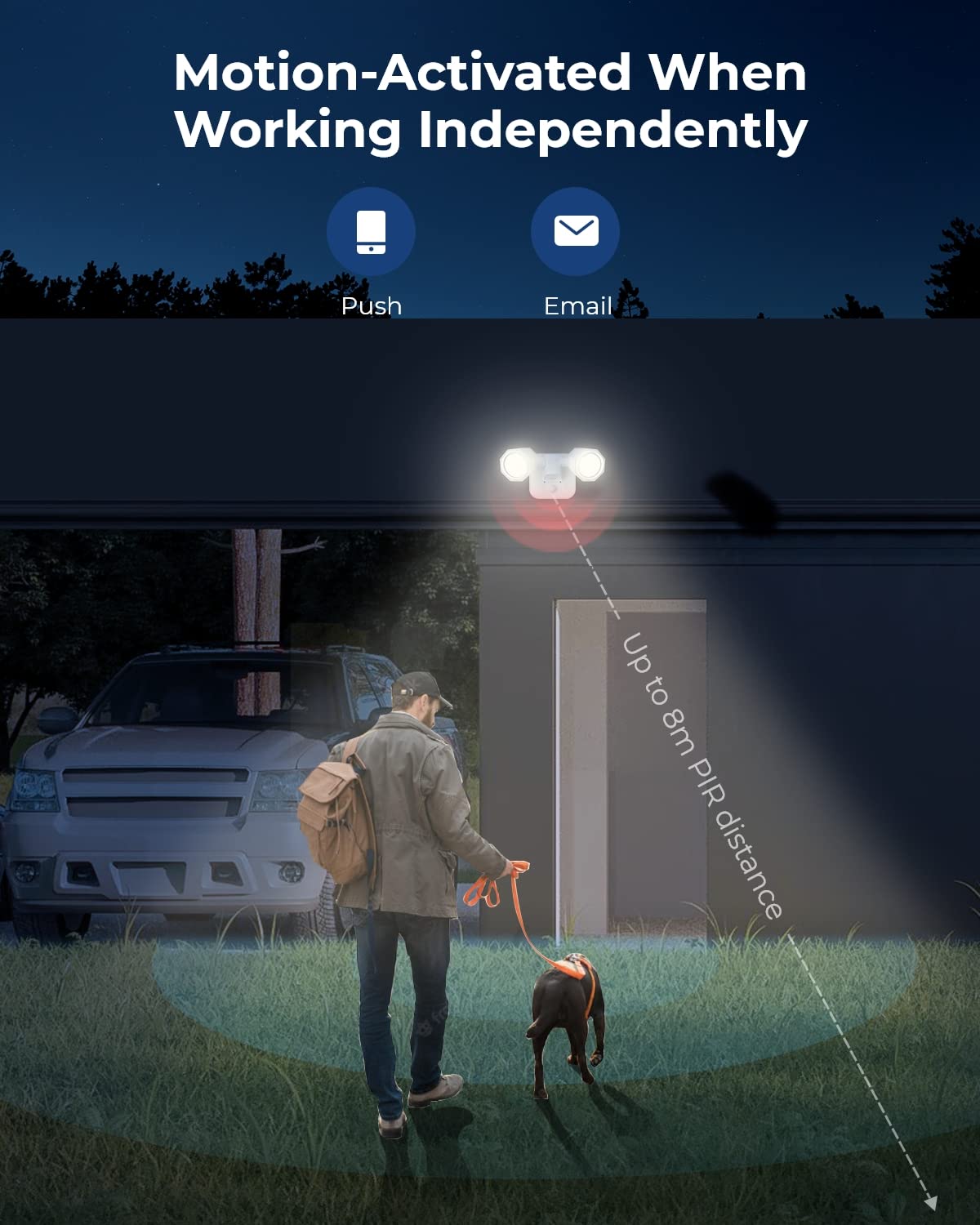 REOLINK Outdoor Security Floodlight for PoE Camera System, 2000 Lumen Brightness, Built-in PIR Sensor, Directly Link with Reolink Cameras by Reolink NVR, Power Source Not Included, Floodlight PoE