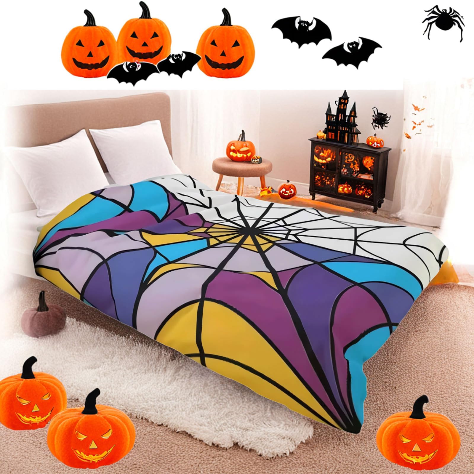 Wednesday Blanket Spiderweb Throw Blanket Soft Flannel Throw Blanket Adult Kids Sofa Bed Nap Blanket Lightweight Warm All Seasons for Bedroom (Spiderweb, 40x50inch)