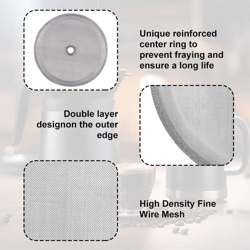 Rukinovi 6 Pieces 4 Inch French Press Filter for 1000 Ml,34 Oz,8 Cup French Press Coffee Maker.Stainless Steel Replacement Parts for French Press Coffee Maker (6)