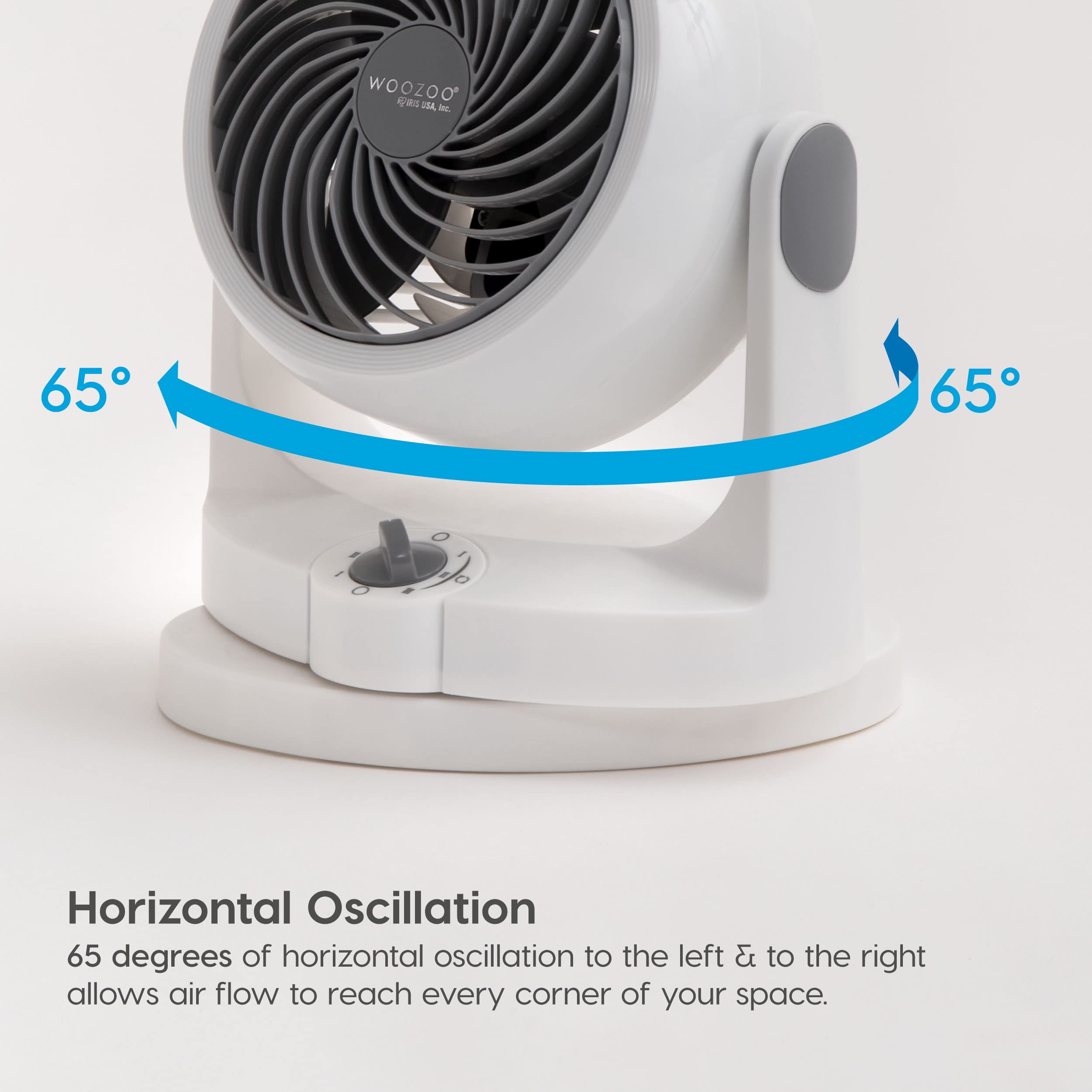 IRIS USA WOOZOO Oscillating Fan, Vortex Fan, Air Circulator, Desk Fan, Portable Fan, 3 Speed Settings, 6 Tilting Head Settings, 52ft Max Air Distance, Medium, Black