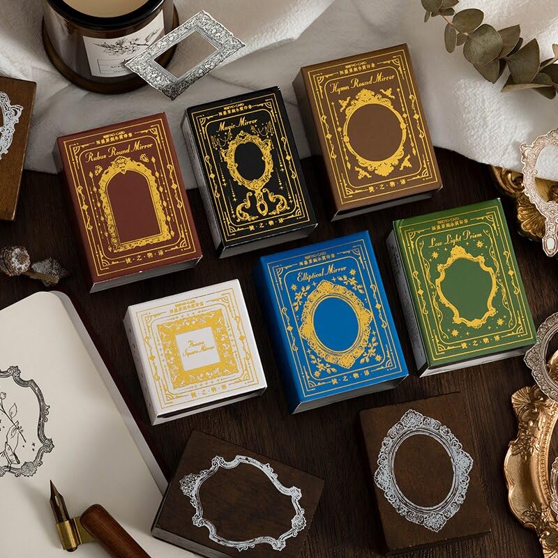 Rubber Stamps,Vintage Hollow Border Standard Stamp Frame Wooden Rubber Stamps for Card Making Journal Planner Scrapbooking Craft Supplies 7x5.3x2.4cm Style E