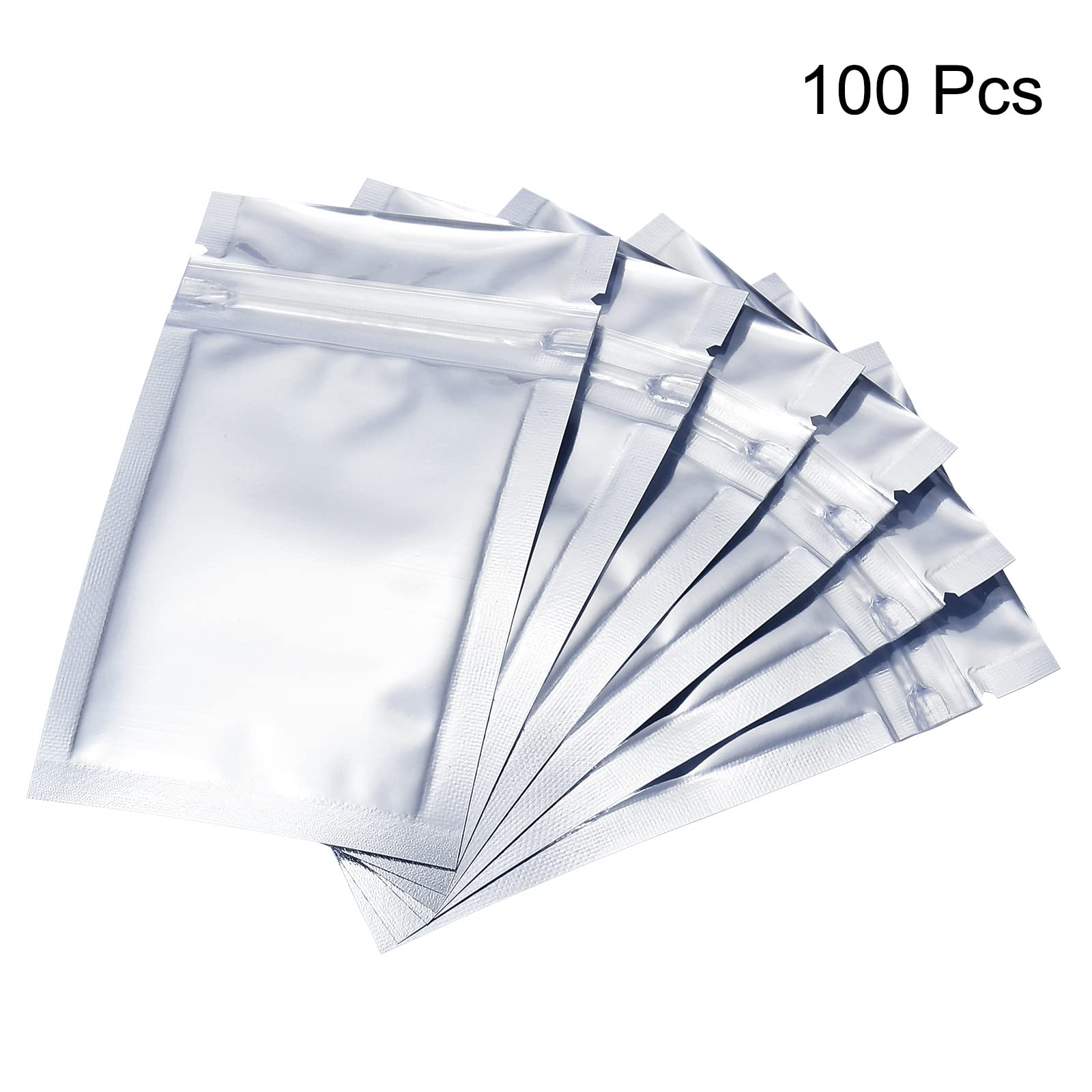 MECCANIXITY Holographic Bag 100 Pack 10cm x 6cm Resealable Smell Proof Bags for Food Storage