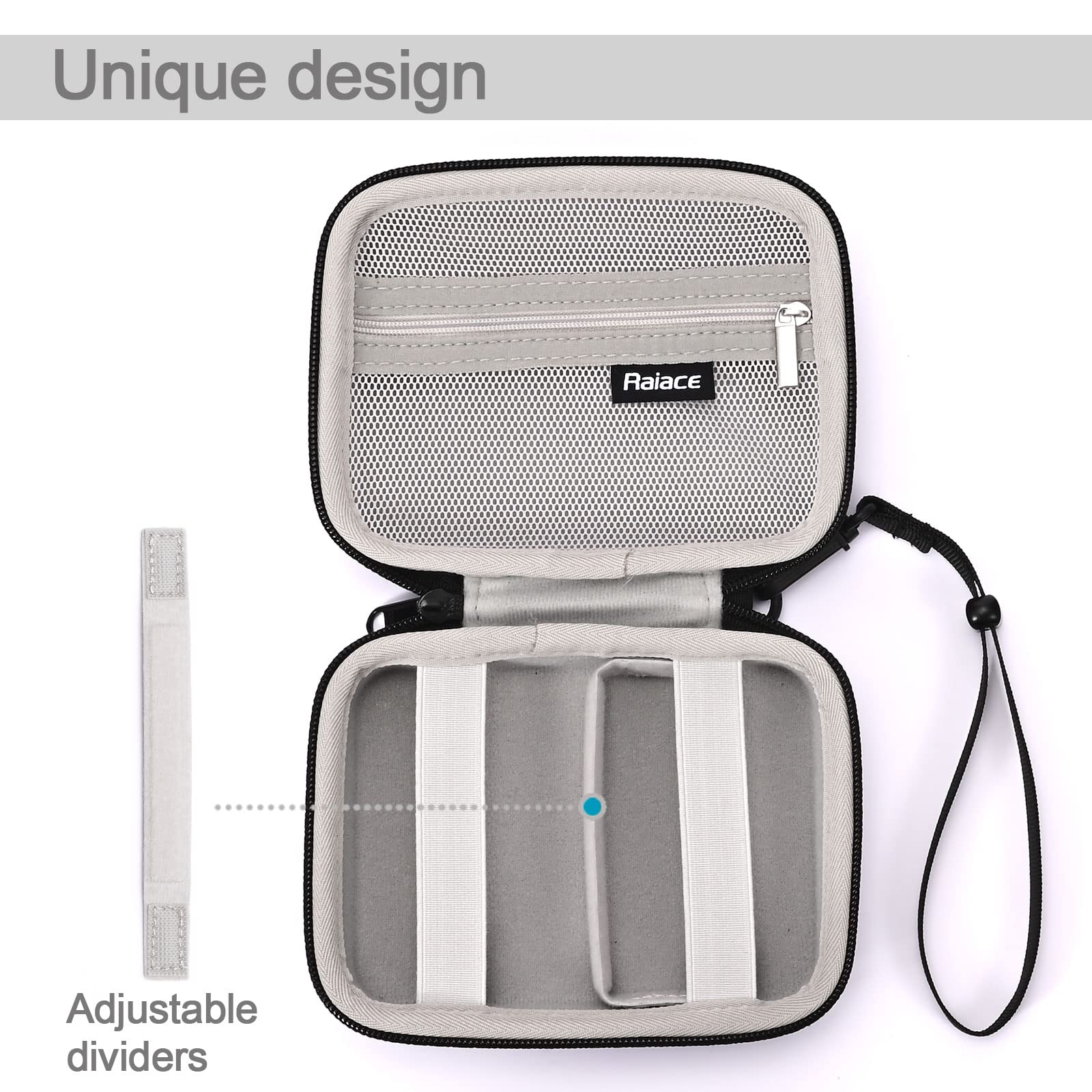 RAIACE Hard Storage Case Compatible with MagSafe Battery Pack, Hard EVA Travel Protective Case for MagSafe Battery Pack, Mesh Pocket for Accesories. (Case Only) - Black(Gray Lining)