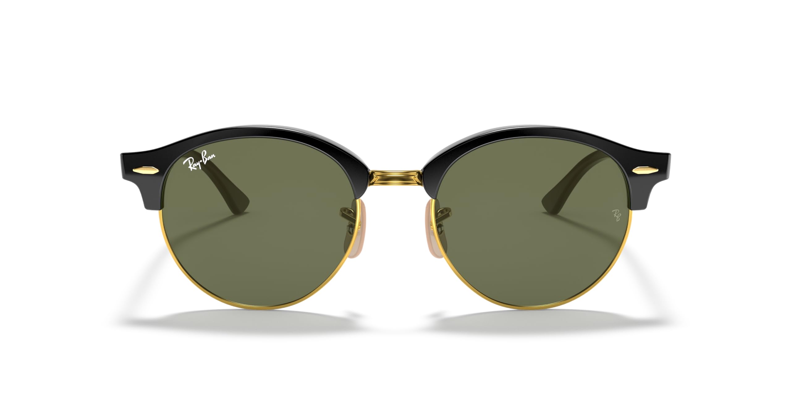 Ray-Ban RB4246 Clubround Round Sunglasses, Black/Polarized G-15 Green, 51 mm