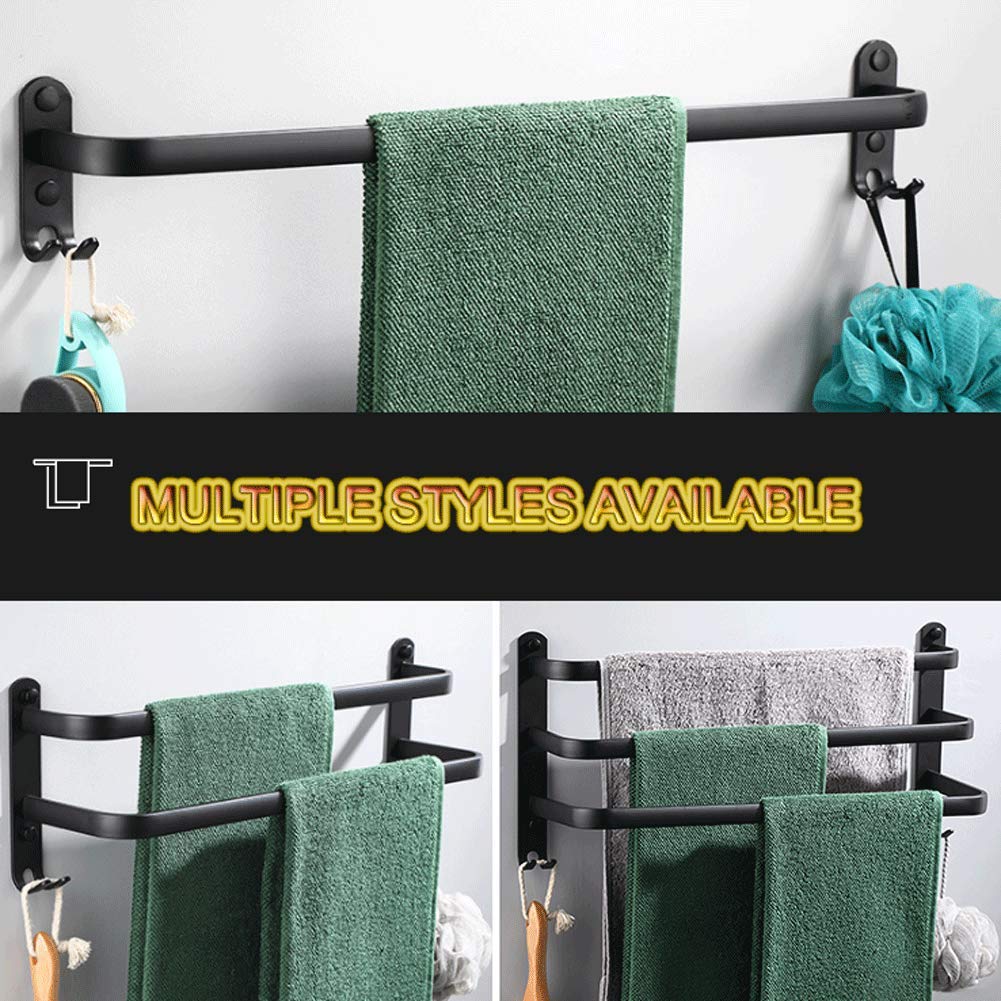 TowelTowel Rack Bathroom Black Bars Wall Mounted Multi-Layer Adhesive Towel Rack with Double Hook for Kitchen Bath Balcony Shoe Rack/Tea Towel Holder 3 Layers50CM