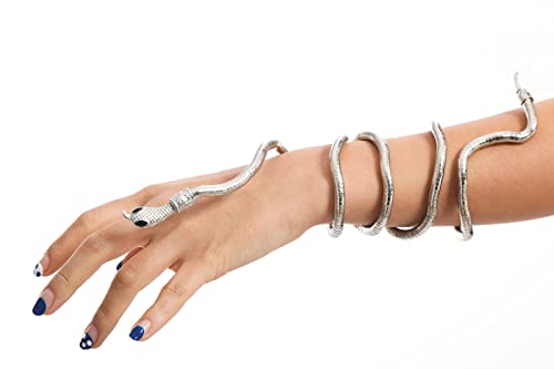 KEHAWK Bendable Punk Snake Necklace Choker Adjustable Snake Bracelet Flexible Wrap Collar Multi-Purpose Medusa Hollween Jewelry for Women (Sliver)