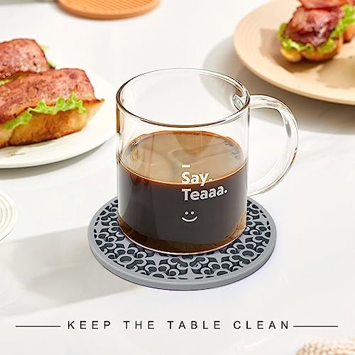 Set of 10 Silicone Coasters-Pinesea Coasters for Drinks and Coffee Table,Drink Coasters with Holder Suitable for Kinds of Cups, Wooden Table, Home Decor, 4 Inches