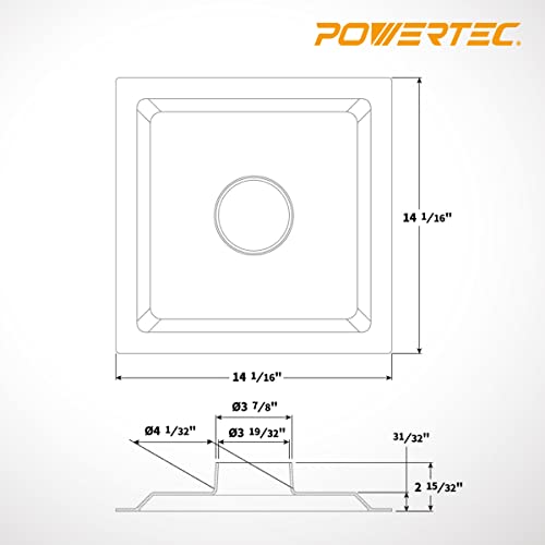 POWERTEC 70132 14-Inch Table Saw Dust Hood