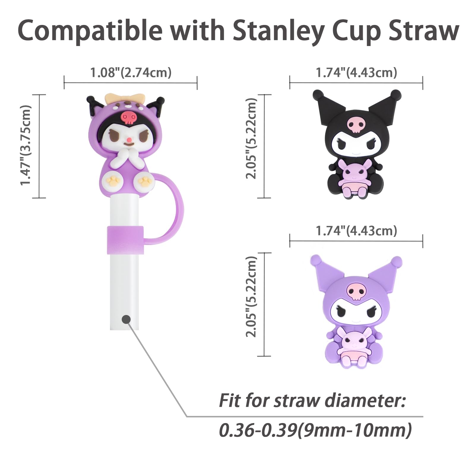 Stanley Cup Accessories Set Including 2 Pcs Silicone Spill-Proof Stoppers 1Pcs Decorsnap 7 Pcs Cup Decorations and 3 Pcs Straw Cover for 10MM Straws Compatible with Stanley 40oz Tumbler (Devil)