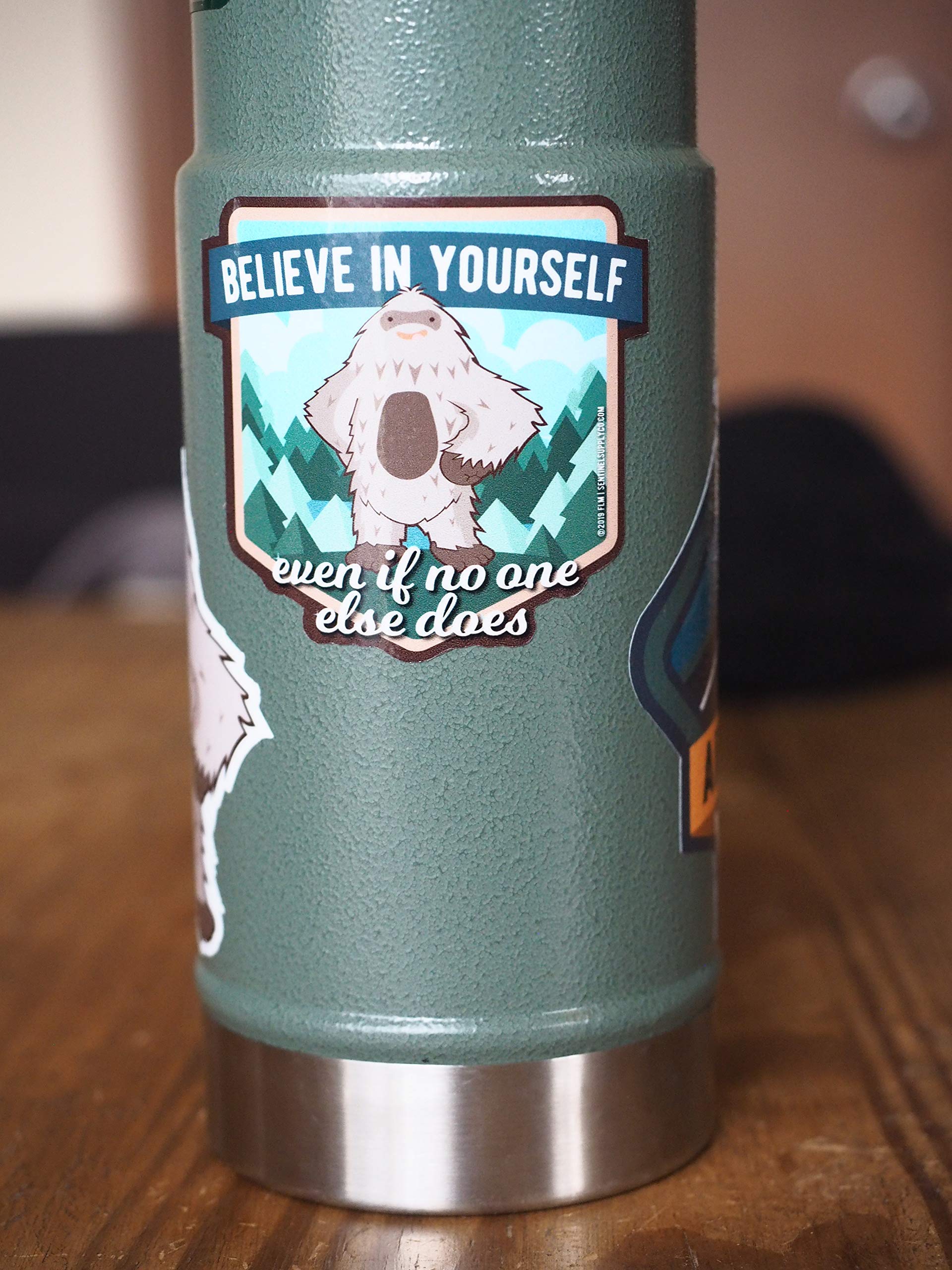Sasquatch Believe in Yourself Sticker - Funny Bigfoot Decal for Hydroflask & Laptop - Waterproof Vinyl Bumper Sticker