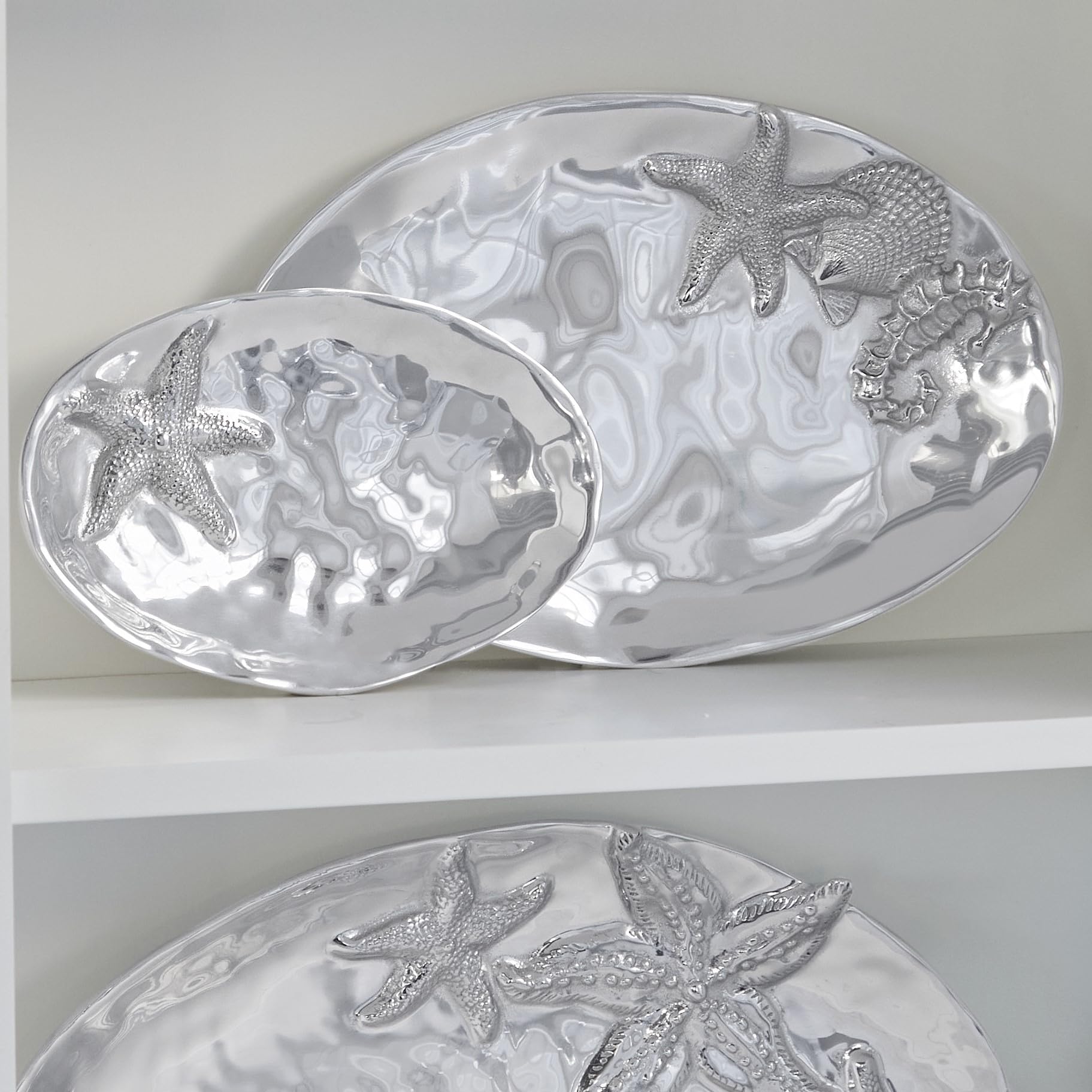 MARIPOSA STARFISH SMALL OVAL PLATTER | | BRILLANTE | TABLEWARE | PLATTERS | RECYCLED SANDCAST ALUMINUM | HANDMADE IN MEXICO