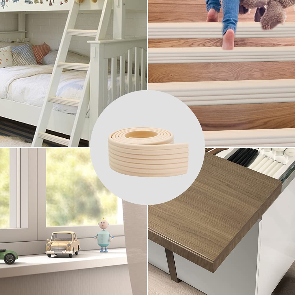SKEZN Extra-Wide Baby Proofing Edge Protector Guards Smooth 6.5ft Baby Safety Foam Bumpers with Adhesive 3M Tape (Beige)