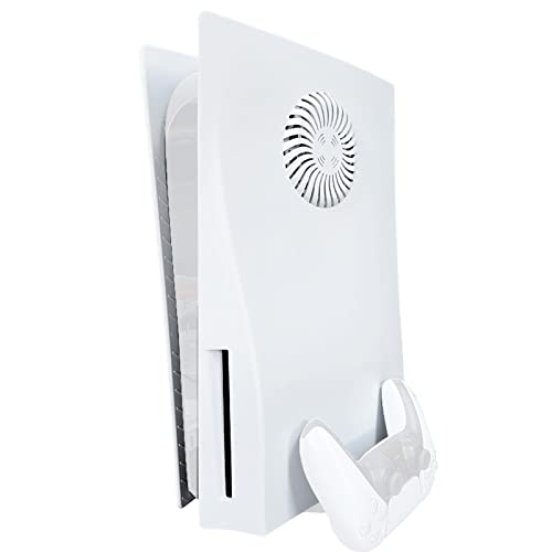 New for PS5 Extra Cover Plates Faceplate White Replacement, Compatible with for PlayStation 5 Disc Edition Game Consoles, DIY Frosted Protective Shell with Radiator Windows & Dustproof Mesh
