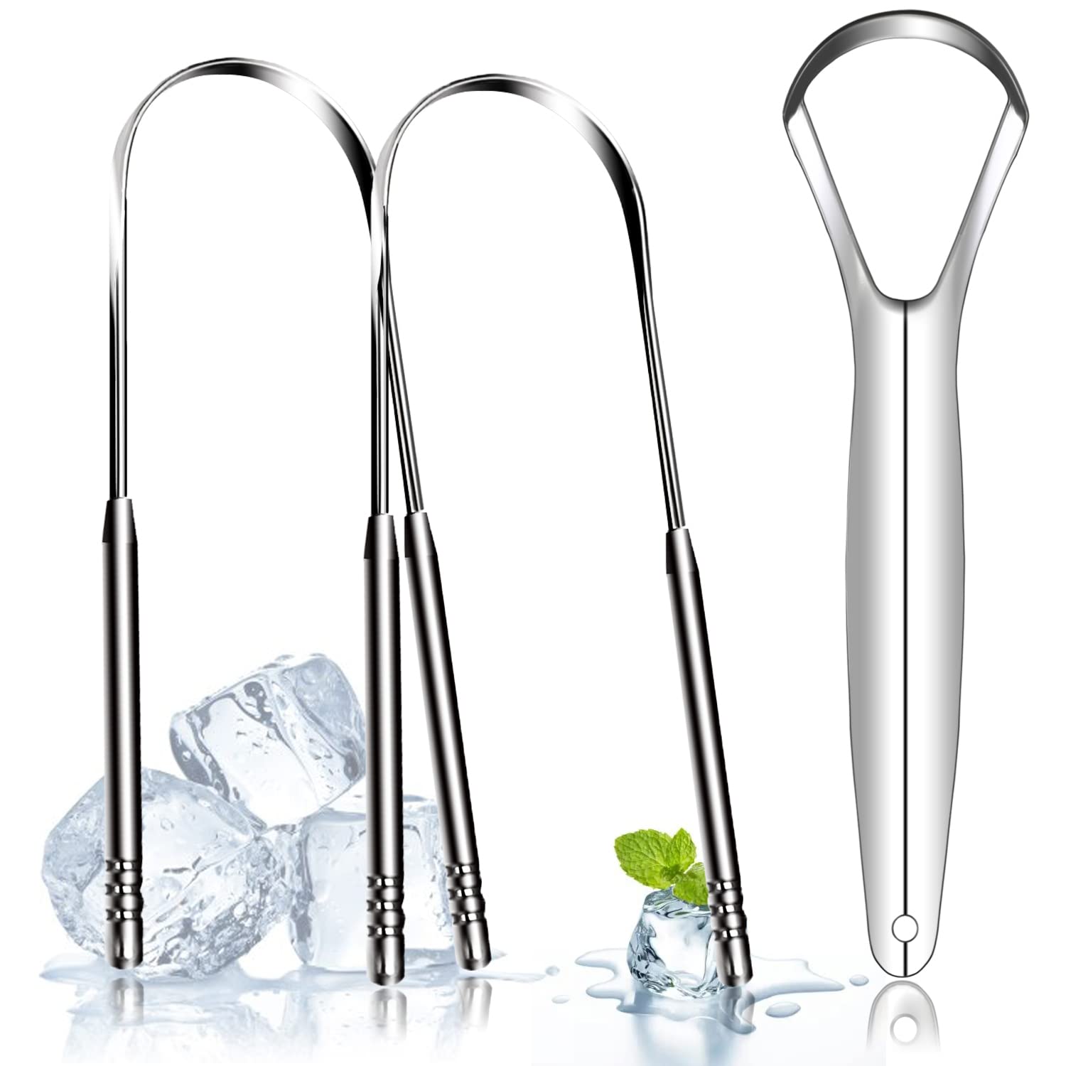 Premium Tongue Scraper, 3PCS Tongue Scraper, Stainless Steel Tongue Scrapers, Tounge Scraper Cleaner, Professional Tongue Brush,Tongue Coating Remover, Oral Care