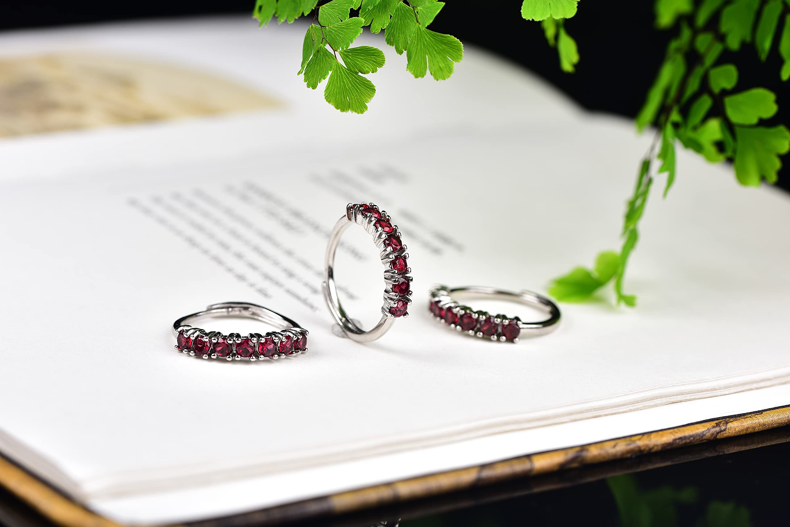KELINSTONE Natural Garnet Adjustable Women's Silver-plated Crystal Ring High Polished Bare Beads Jewelry Gift