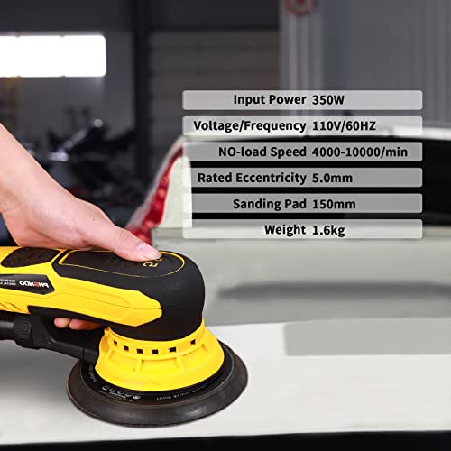PHENDO Random Orbital Sander Brushless 350W 3A Multi-function Variable Speed Electric Corded Orbital Sanders Machine for Woodworking, car, Drywall Sanding, PolishingâŚ