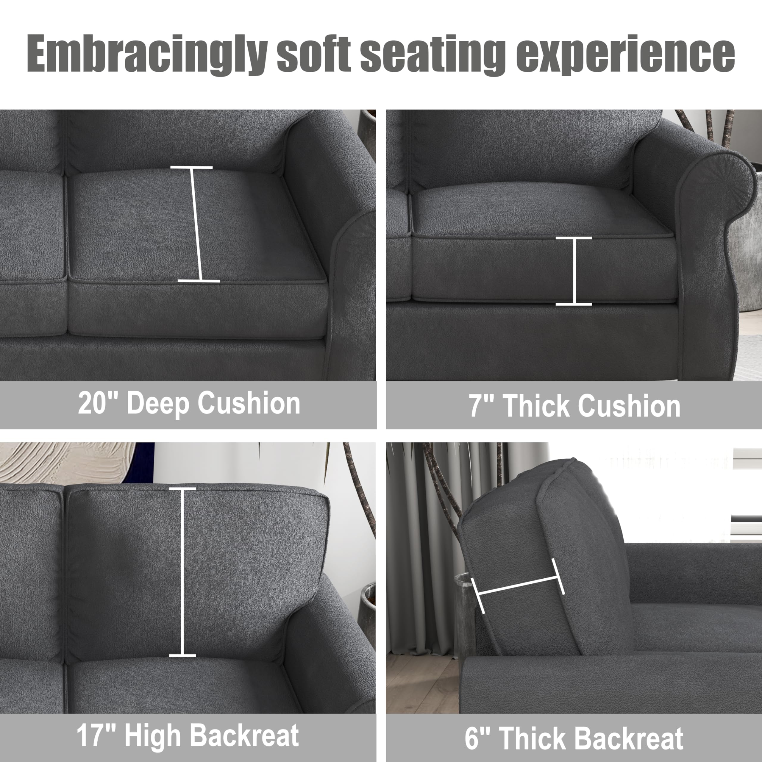 Yattem 56β Loveseat Sofa Couch: Modern Small Dark Gray Velvet Loveseat Sofa Couch - Small Space Saving Modern Upholstered 2 Seater Love Seat Sofa Couch for Living Room Bedroom Apartment Small Space