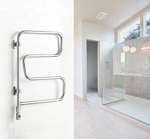WarmlyYours 4-Bar Elements Towel Warmer, Plug-in, Polished Chrome