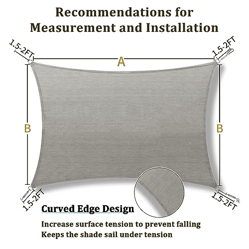 Shade&Beyond 8'x10' Sun Shade Sail Rectangle Canopy Sail Sunshade UV Block for Patio Yard Backyard Grey, (We Make Custom Size)