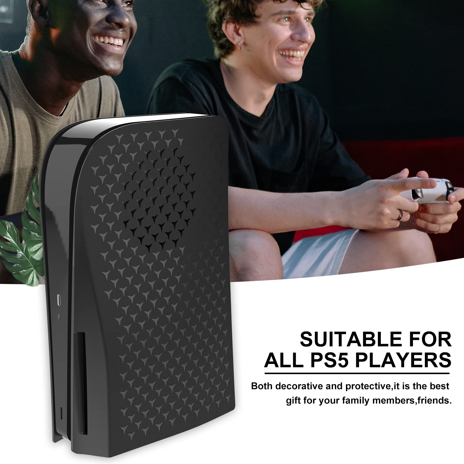 PS5 Console Face Plates,Playstation 5 Accessories with Fan Vents Faceplate,with Dust Filter for Cooling Vents,Shockproof ABS Shell Cover Case (Pattern Disc Edition)