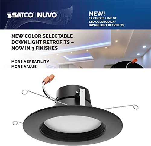 Satco (8 Pack) Led Color Selectable Downlight Retrofits, Part Number S11835, 9 Watt; 5 Inch - 6 Inch; Cct Selectable; 120 Volts; Dimmable; Black Finish for Industrial and Commercial Use