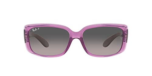 Ray-Ban Women's RB4389 Square Sunglasses, Transparent Violet/Grey Gradient Polarized, 55 mm