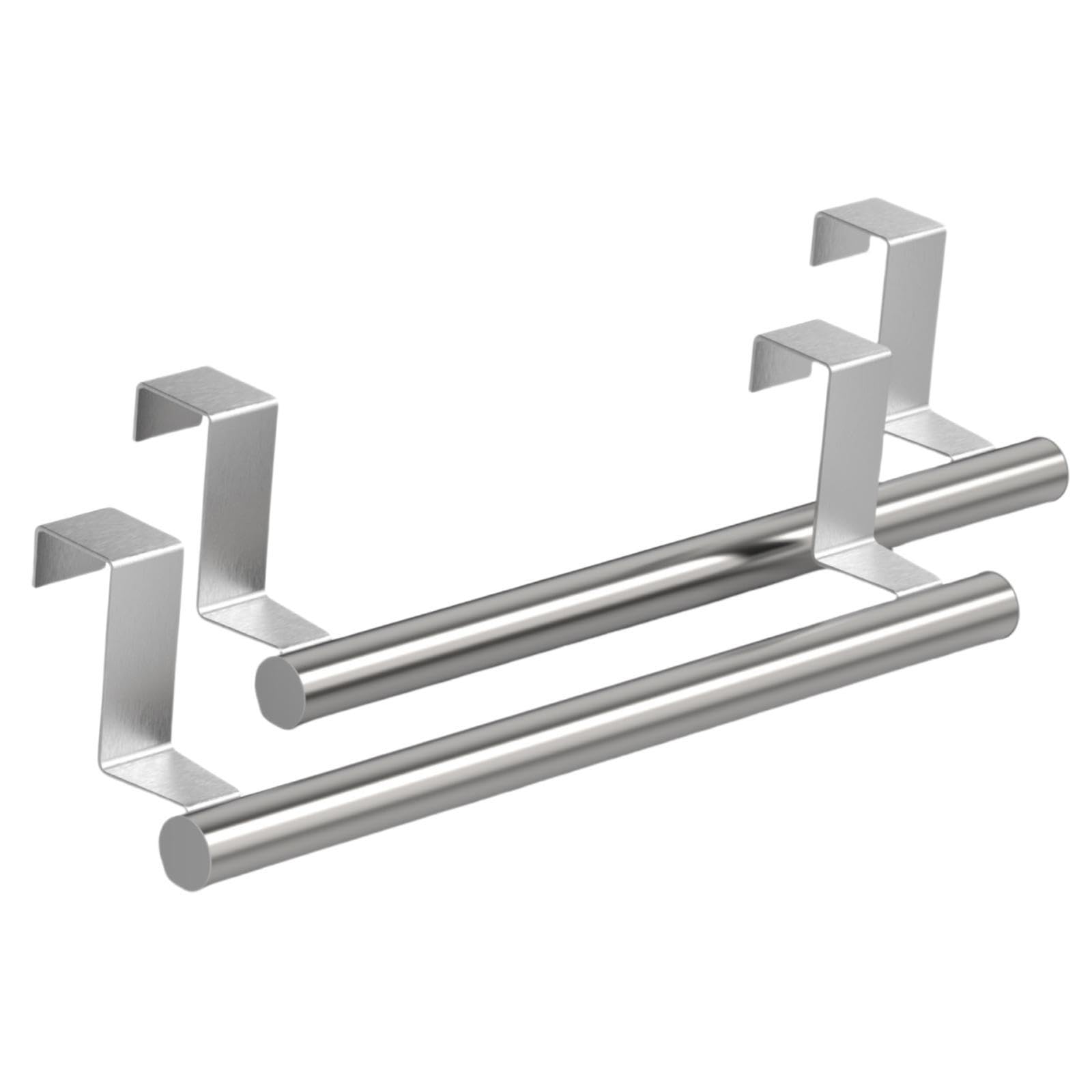 Stainless Steel Towel Rack for Kitchen,Towel Bar Over The Door Cabinet,Easy Install - 2 Pack