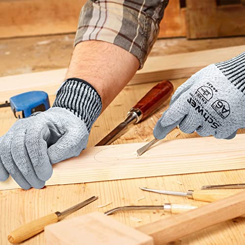 Schwer 6 Pairs Cut Resistant Gloves ANSI A6 Cut Proof Work Gloves, Touchscreen, for Men and Women Used to Woodworking, Glass Cutting, Construction, Cargo Handling, Material Sorting, Car Repair(M)