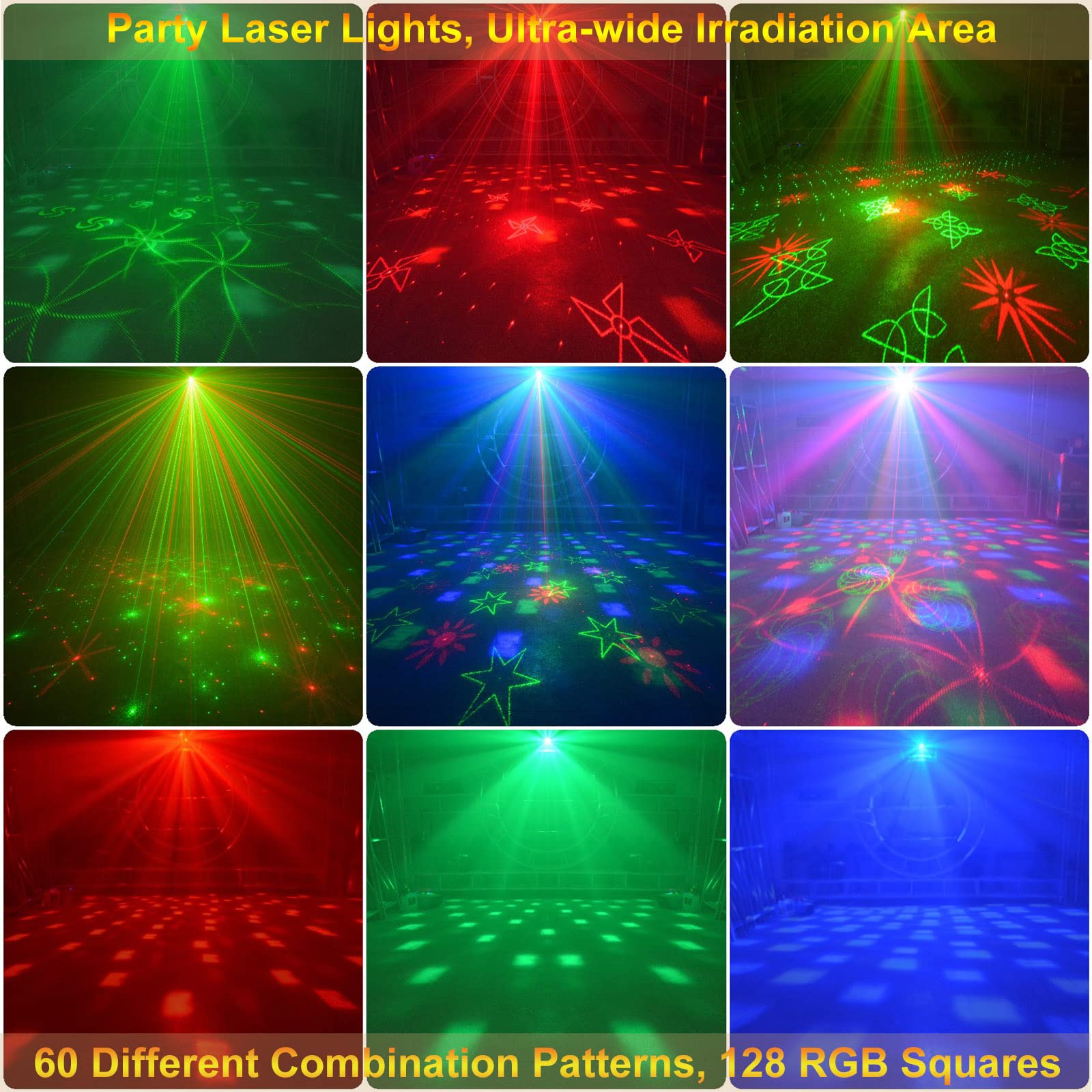Party Light DJ Disco Lights Sound Activated Mini Laser Light with Remote Control USB Charrging for Indoor Parties Disco Stage Show Hoilday Christmas