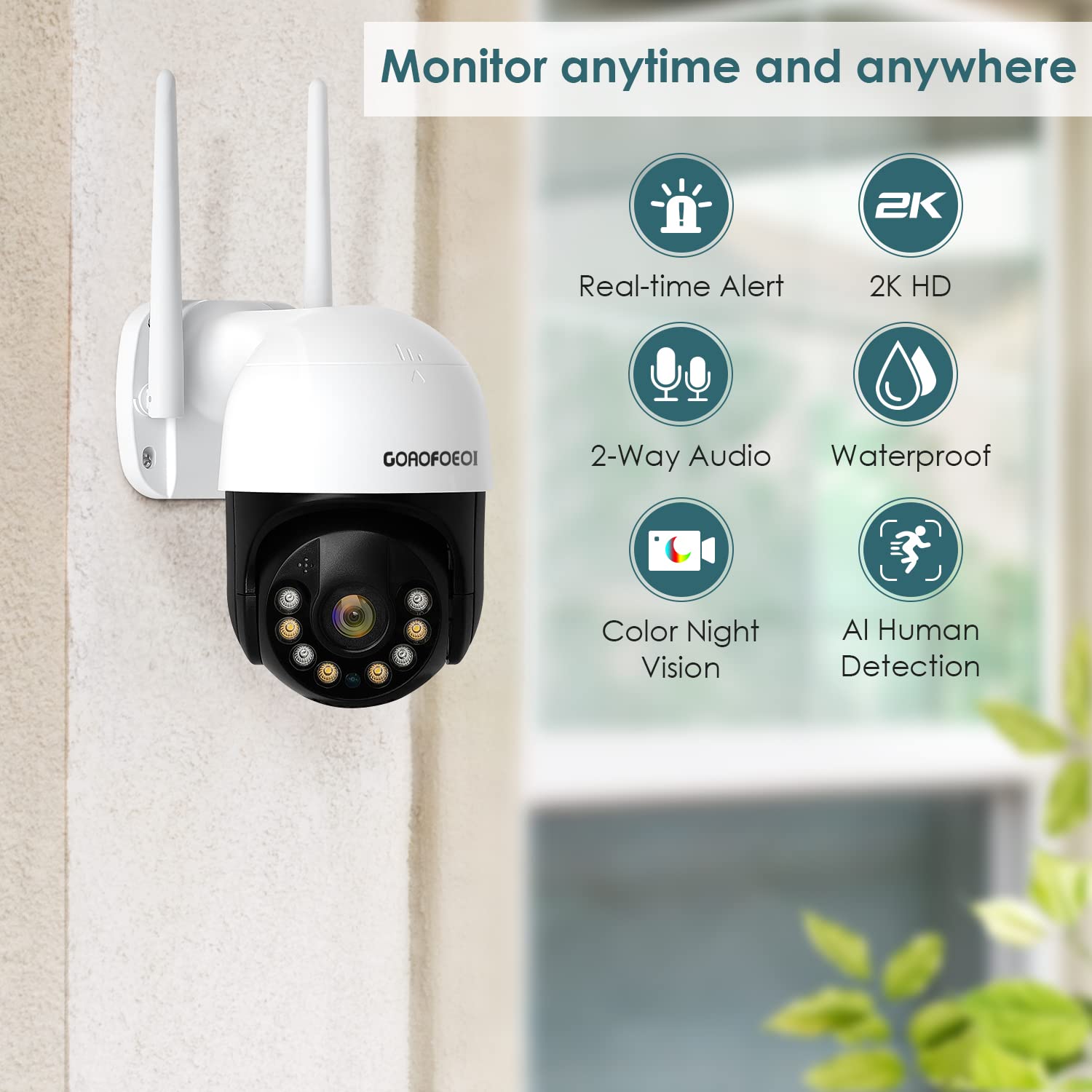 Rraycom 3Pack Security Cameras Outdoor,2K(3MP) Surveillance WiFi Camera with 360°View,Motion Alert,Auto Tracking,Two Way Audio,Waterproof,Pan-Tilt Color Night Vision,SD Card &Cloud Storage
