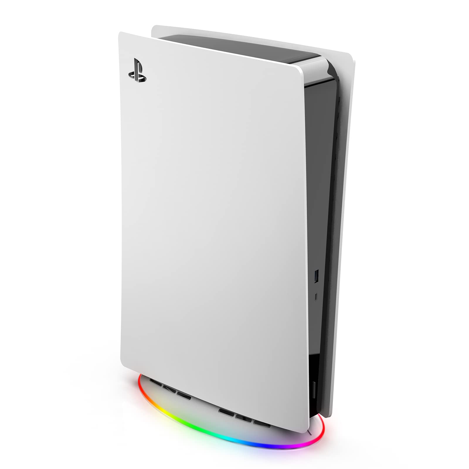 PS5 Cooling Station with RGB, IINE PS5 Vertical Stand with Suction Cooling Fan and Auto-Speed, PS5 Accessories for PS5 Console with 8 RGB Lighting Modes (White)