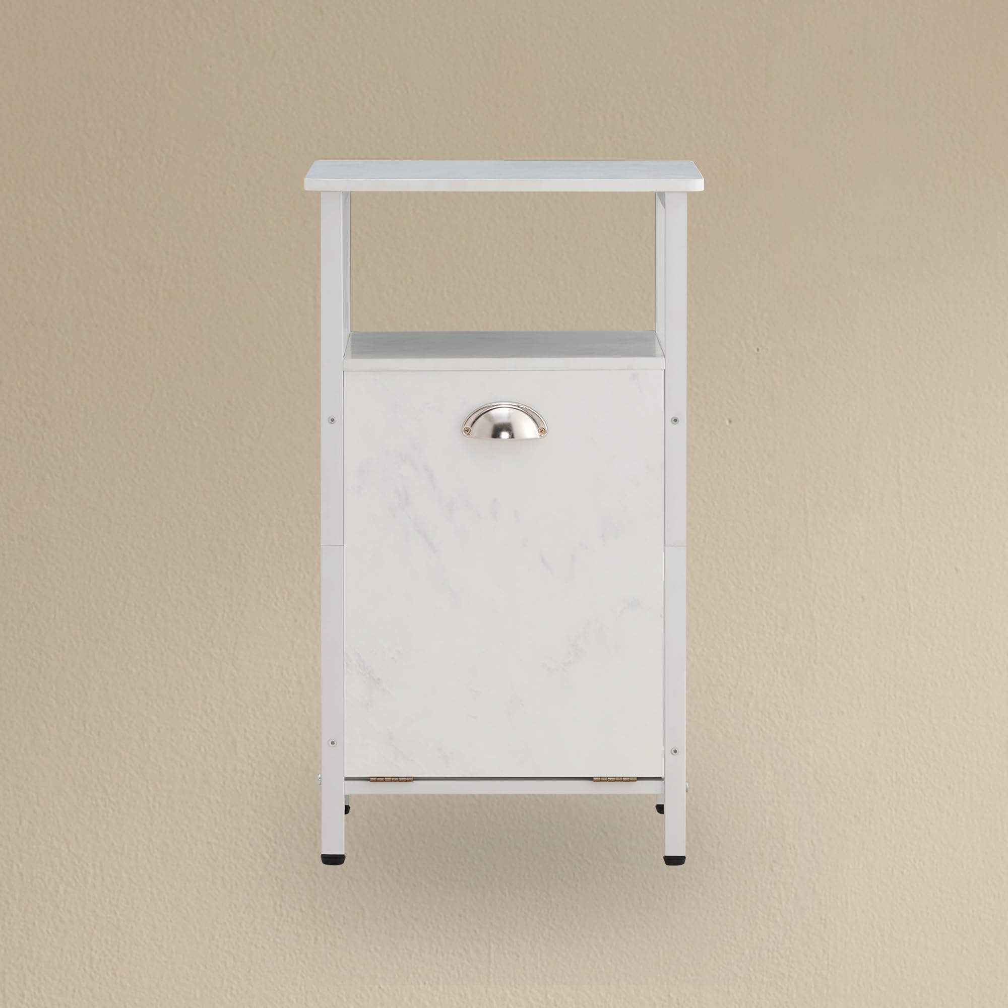 Sufulaa End Table/Nightstand/Bedside Table/Side Table, Decorative Pet Proof Hidden Small 3 Gallon Trash Can Cabinet for Living Room,Bedroom,Home Office,Bathroom,Kitchen