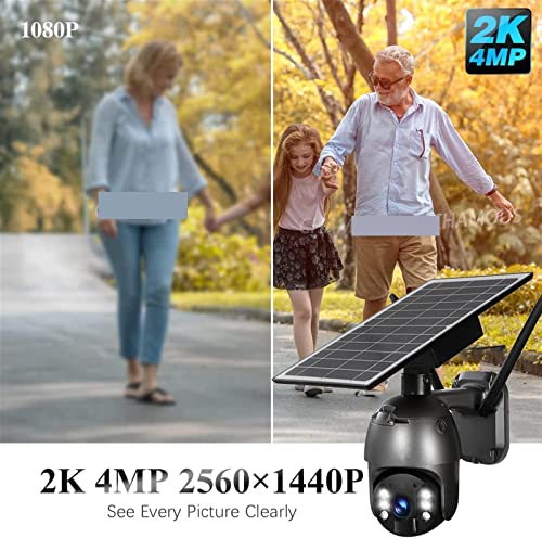 Security Camera Camera 2K 4MP Solar IP Camera 8W Power Rechargeable Battery Video Surveillance Wireless PTZ Camera WiFi Alarm Color Night Vision Surveillance Camera with Spotlight ( Size : 4MP 4G Came