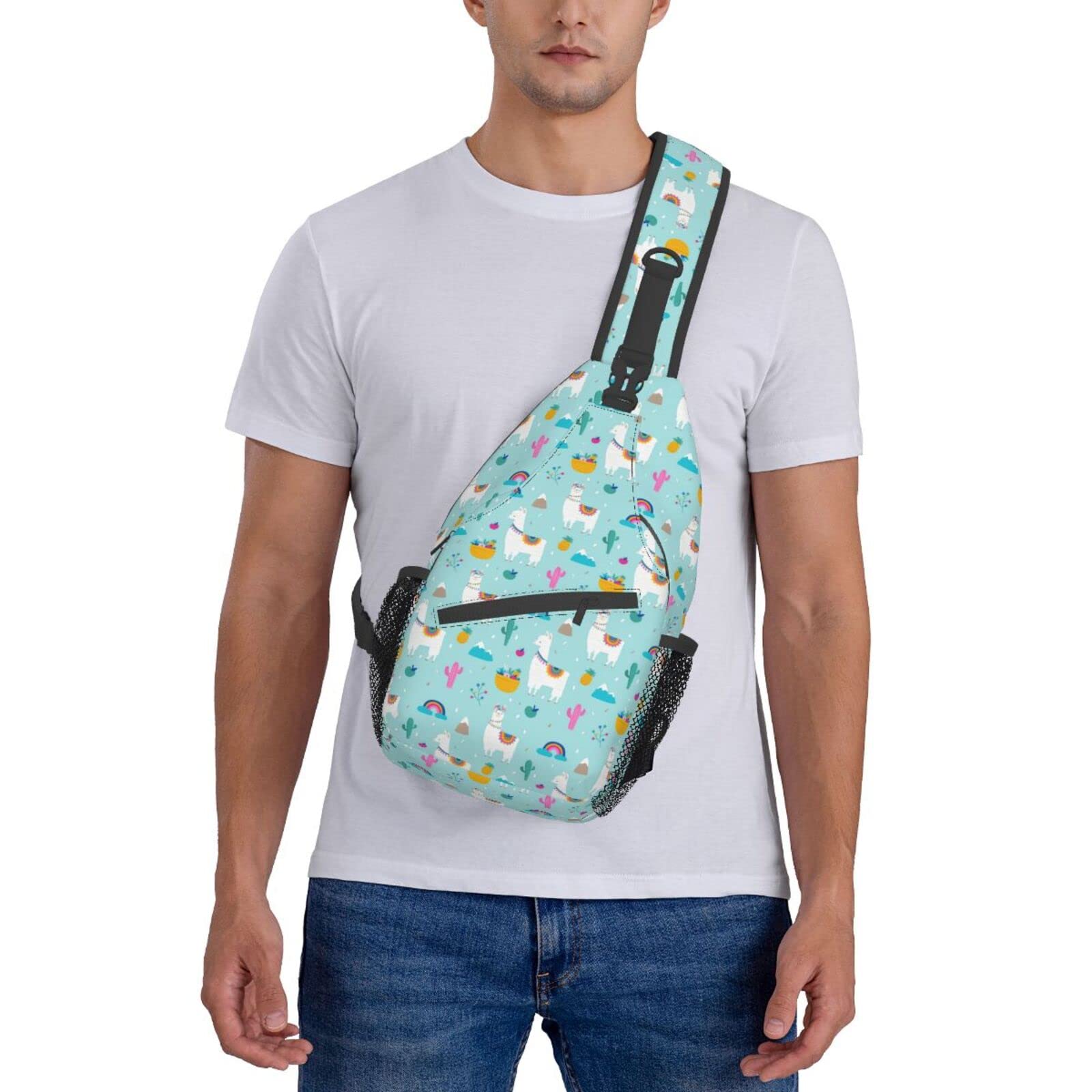 Llama Sling Bag Chest Bag Daypack Crossbody Sling Backpack for Travel Sports Running Hiking