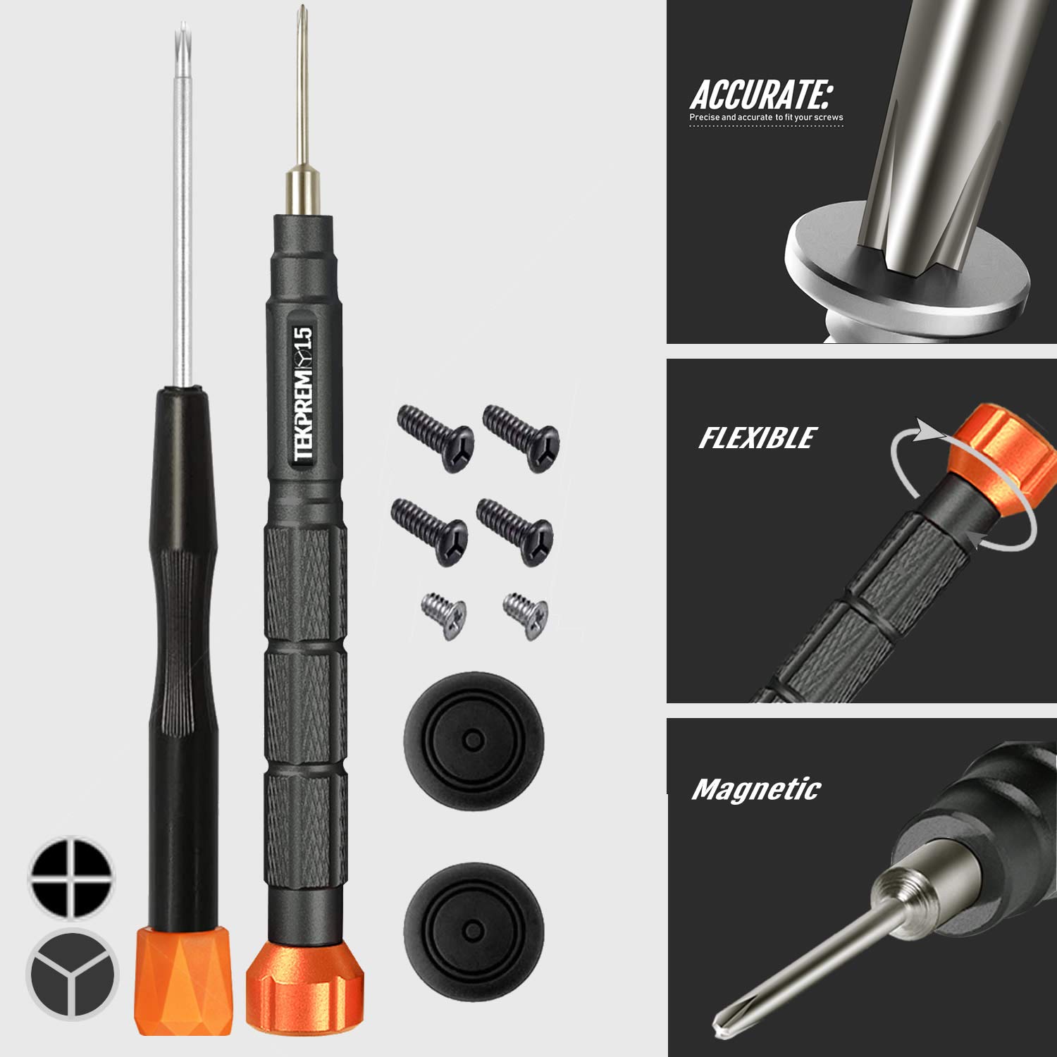 Joycon Joystick Replacement for Nintendo Switch,TEKPREM Repair Tool Kit for JoyCon Controller with 2-Pack Analog Thumb Sticks,Y00 Tripoint and Ph00 Phillips Screwdrivers,Screws,Tweezer and Pry Tools