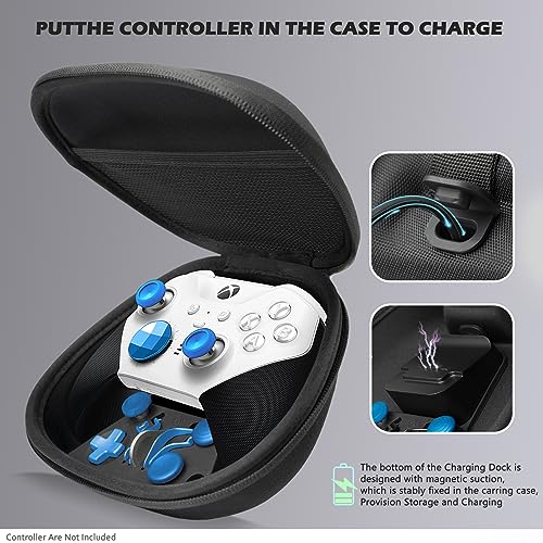 Sedicoca Complete Component Pack for Xbox Elite Wireless Controller Series 2 ,Includes 1 Carrying Case 1 Dock, 4 Paddles, 2 DPads,6 Thumbsticks,1Tool, for Xbox One Elite Series 2 Core Replacement Parts(blue )