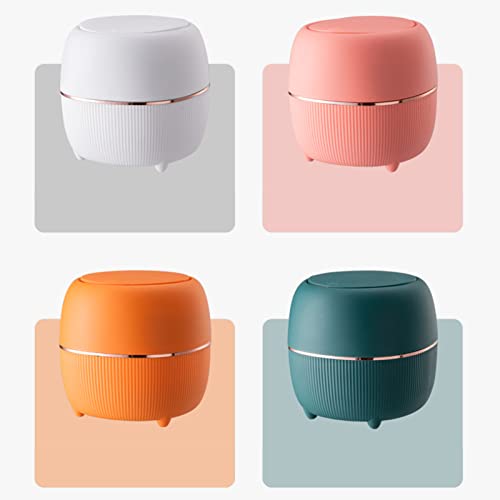 Smalibal Modern Plastic Mini Trash Can with Lid Garbage Bin Wastebasket for Bathroom Vanity, Desktop or Coffee Table - Dispose of Cotton Rounds, Makeup Sponges, Tissues White