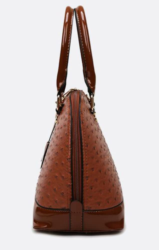 Patent Top-handle Purse Ostrich Texture Handbags Shell Bag Shoulder Bags (Green)