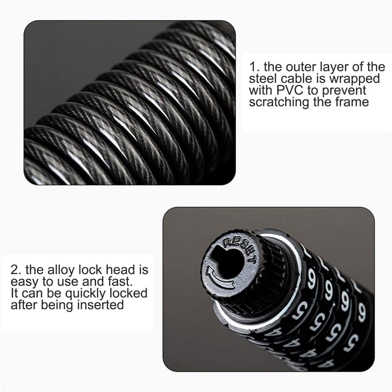 Mini Bicycle Cable Lock 4 Digit Helmet Lock Chain Backpack Password Lock Accessories Mini Cycling Combination Bicycle Cable Lock for Travel Luggage Locks Helmet Lock