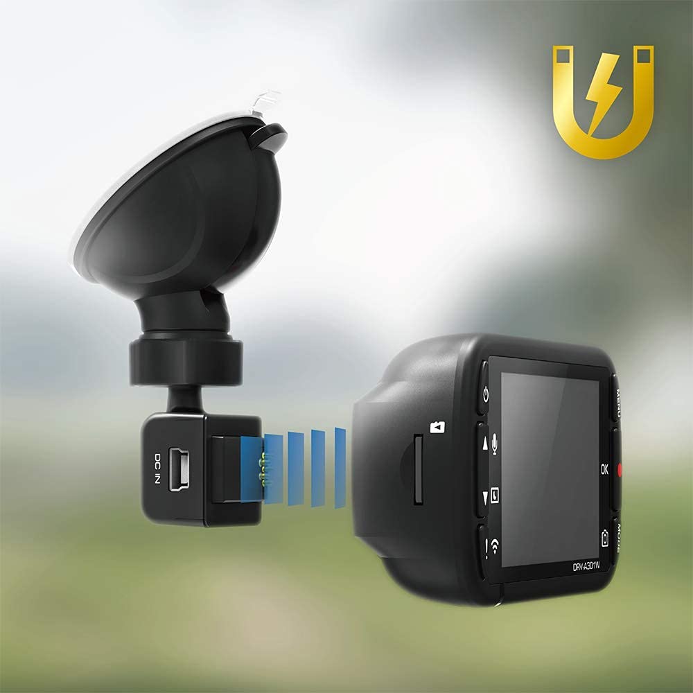 Kenwood HD dash cam with 2.7" display, GPS, and Wi-Fi - DRV-A301W