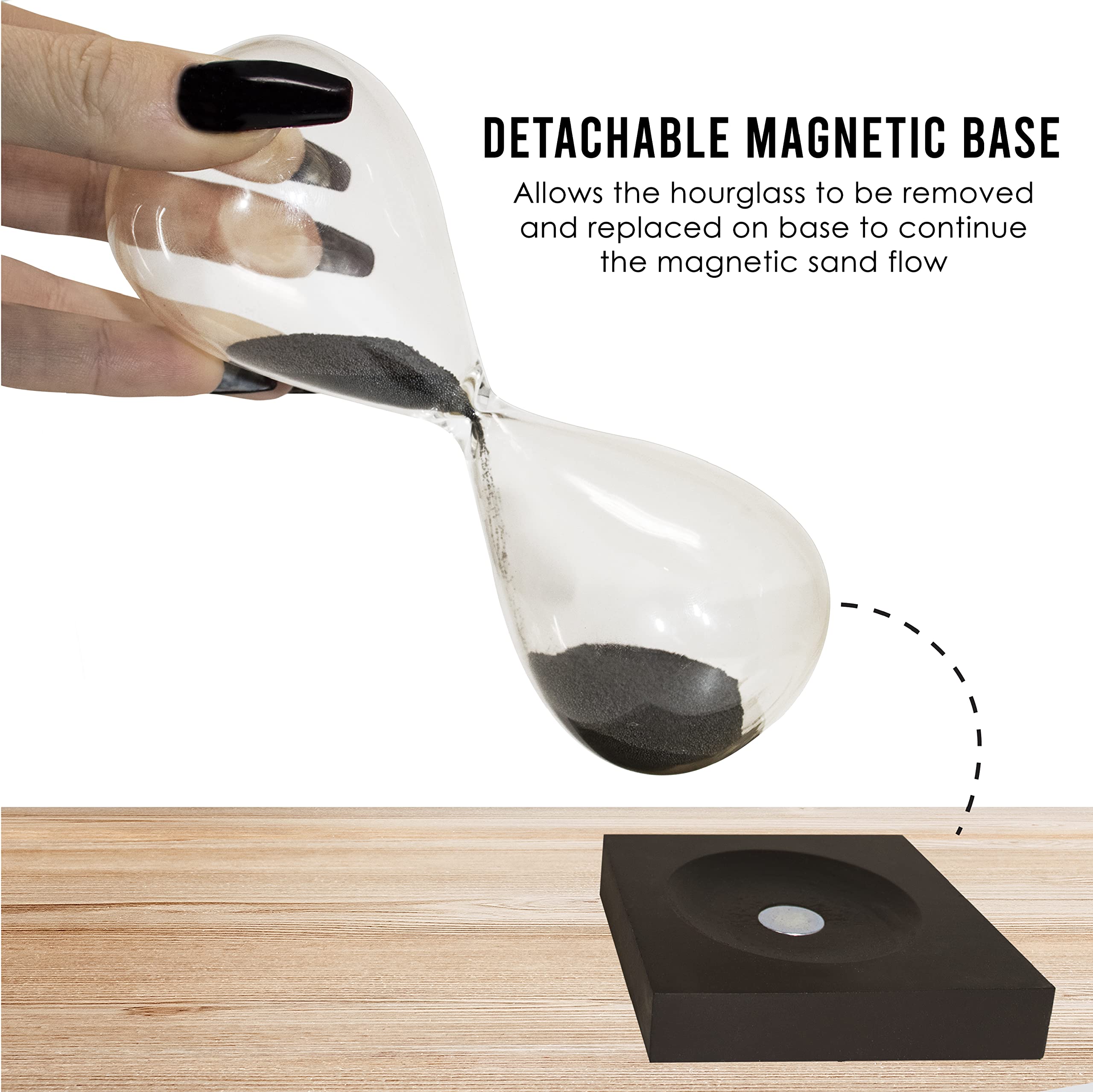 Magnetic Sand Glass Hourglass Timer with Wooden Base