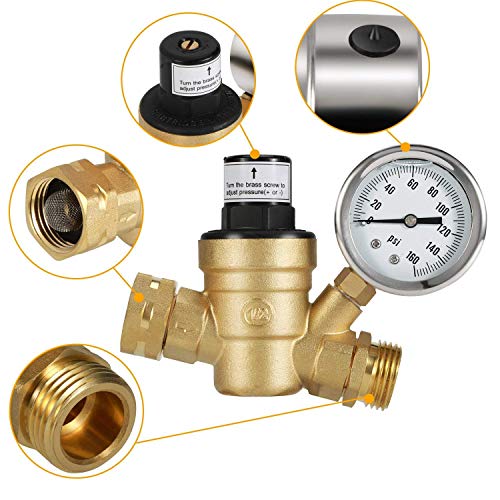 Kohree RV Winterizing kit &Sprinkler Blowout Adapter with Shut Off Valve, Bundle with RV Water Pressure Regulator Valve, Brass Lead-Free Adjustable Water Pressure Reducer