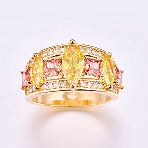 Psiroy Yellow Gold Plated Created Citrine Wedding Band Rings for Women Size 9