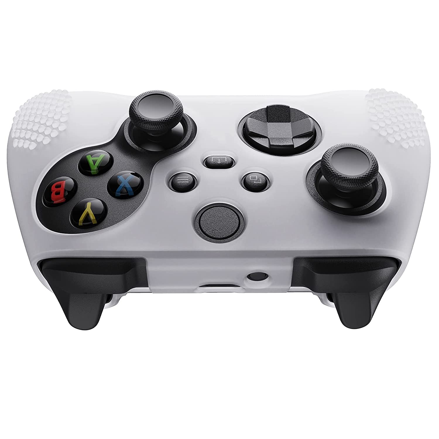 PSS Studded Edition Anti-Slip Silicone Cover Skin for Xbox Series X Controller, New Look Soft Rubber Case Protector for Xbox Series S Controller - Clear White