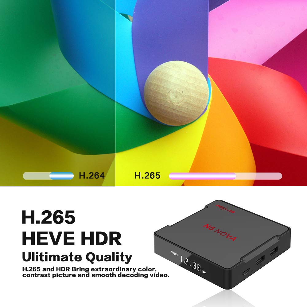 Magicsee N5 NOVA Android 9.0 TV Box 4GB RAM 64GB Rockchip RK3318 Quad Core A53 Dual WiFi 2.4G/5G Steaming Box Airplay Miracast VP9 H.265 Bluetooth Voice Remote Control Smart TV Box