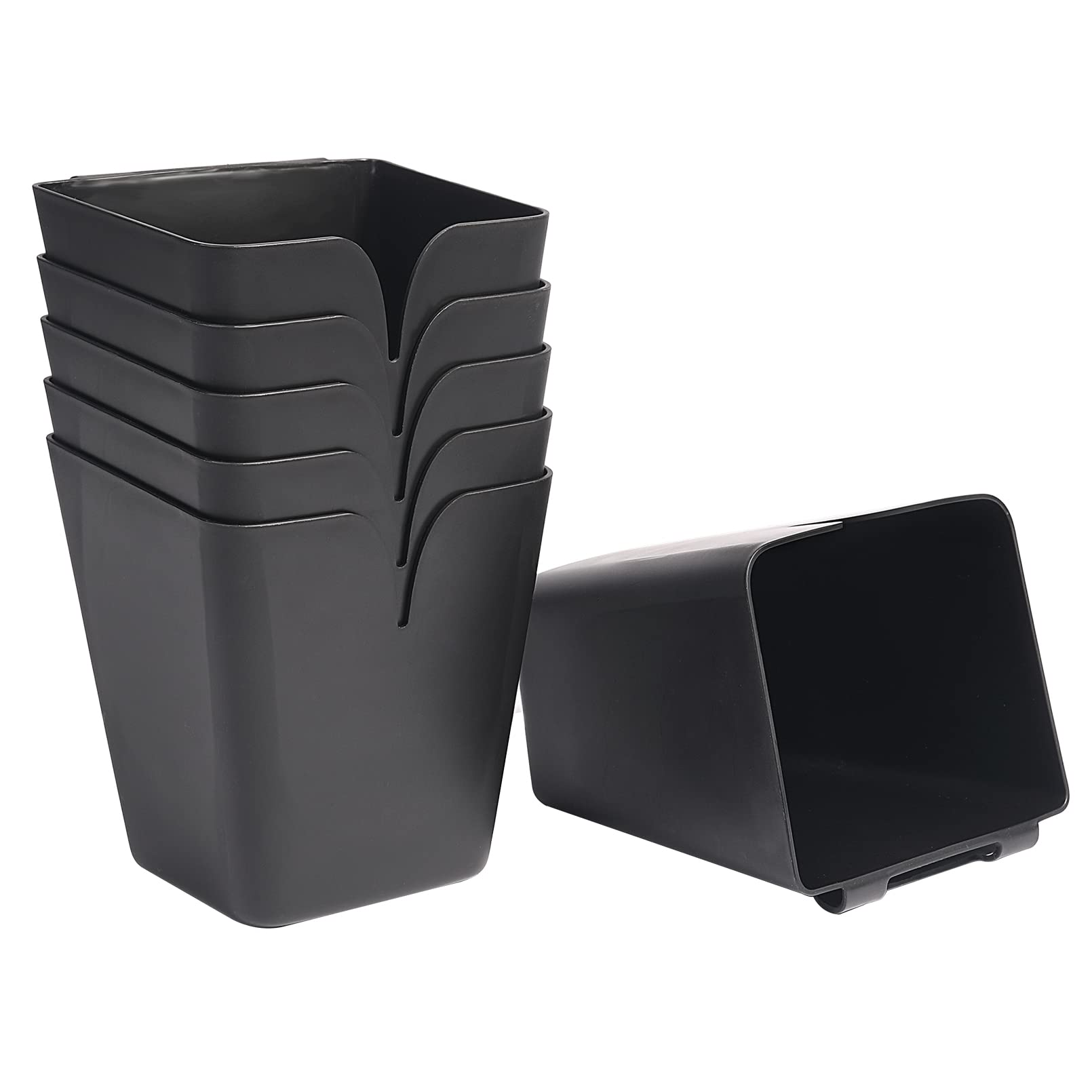 OVAKIA Hanging Cup Holder 6-Pack Little Hanging Bucket for Utility Rolling Cart Shelves Storage Basket for Kitchen Bathroom Desktop Small Organizer for Make UP Brush Pencil Tool (Black)